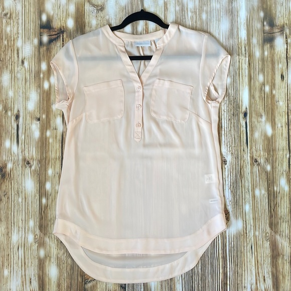 New York & Company | Tops | Peach Colored Sheer Dress Shirt | Poshmark